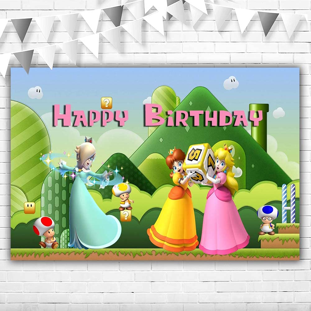 Buy YouRan Super Mario Princess Peach Backdrop for Girls 5x3 Mario Kart ...