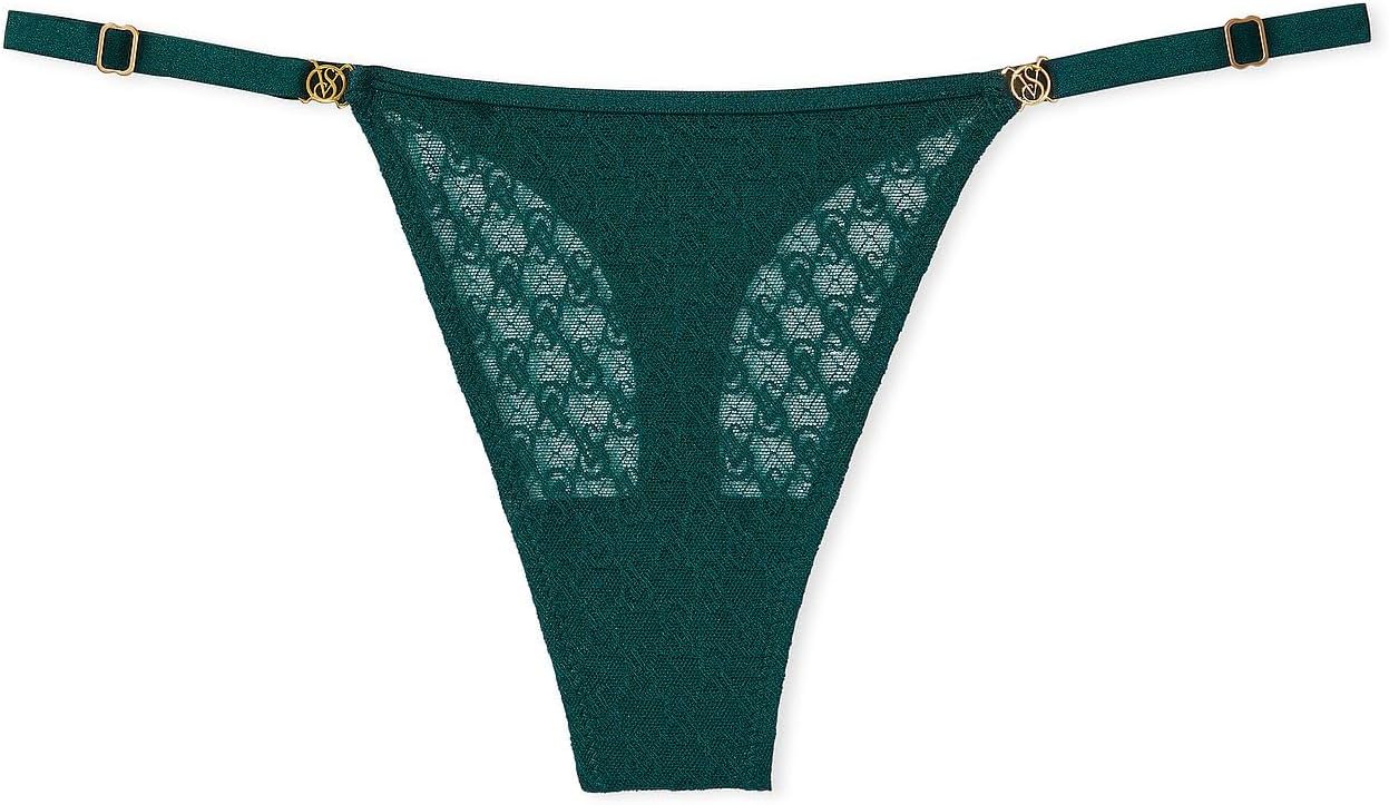 Amazon.com: Victoria's Secret Icon Thong Panty, VS Monogram Lace ...