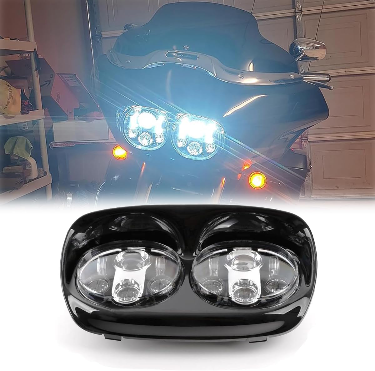 Amazon.com: TOPNEW Dual LED Headlight for Motorcycle Road Glide 2004 ...