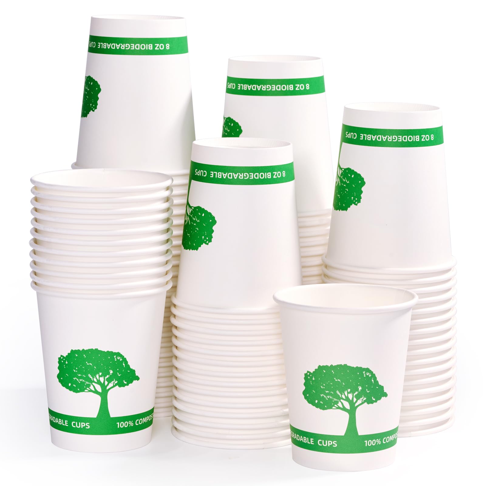 Amazon.com: Vplus 400 Pack Compostable Paper Cups, 8 oz Paper Coffee ...