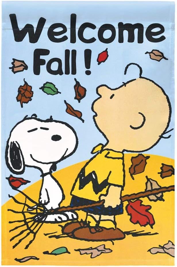 Amazon.com : Peanuts Snoopy Welcome Fall ! Decorative Garden Flag,12" x ...