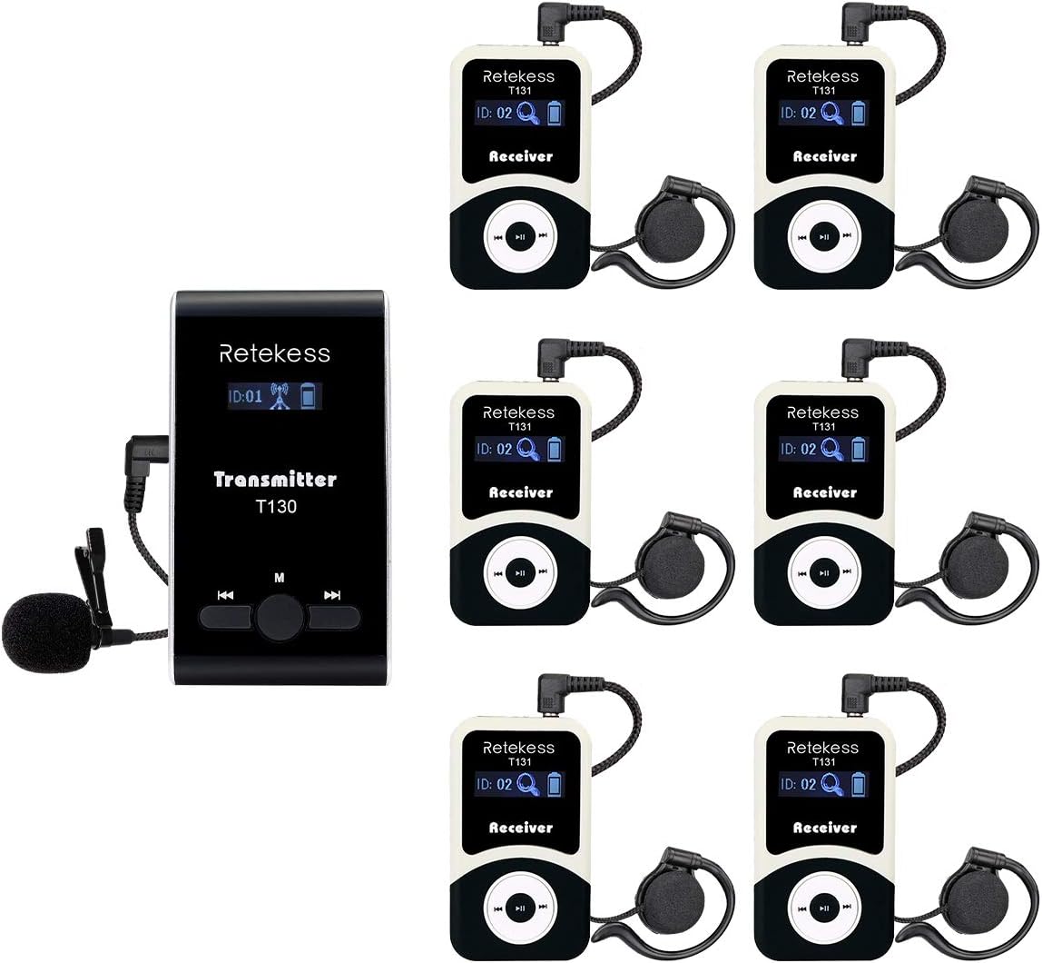 Amazon.com: Retekess T130 Tour Guide Headsets System, Whisper Device ...