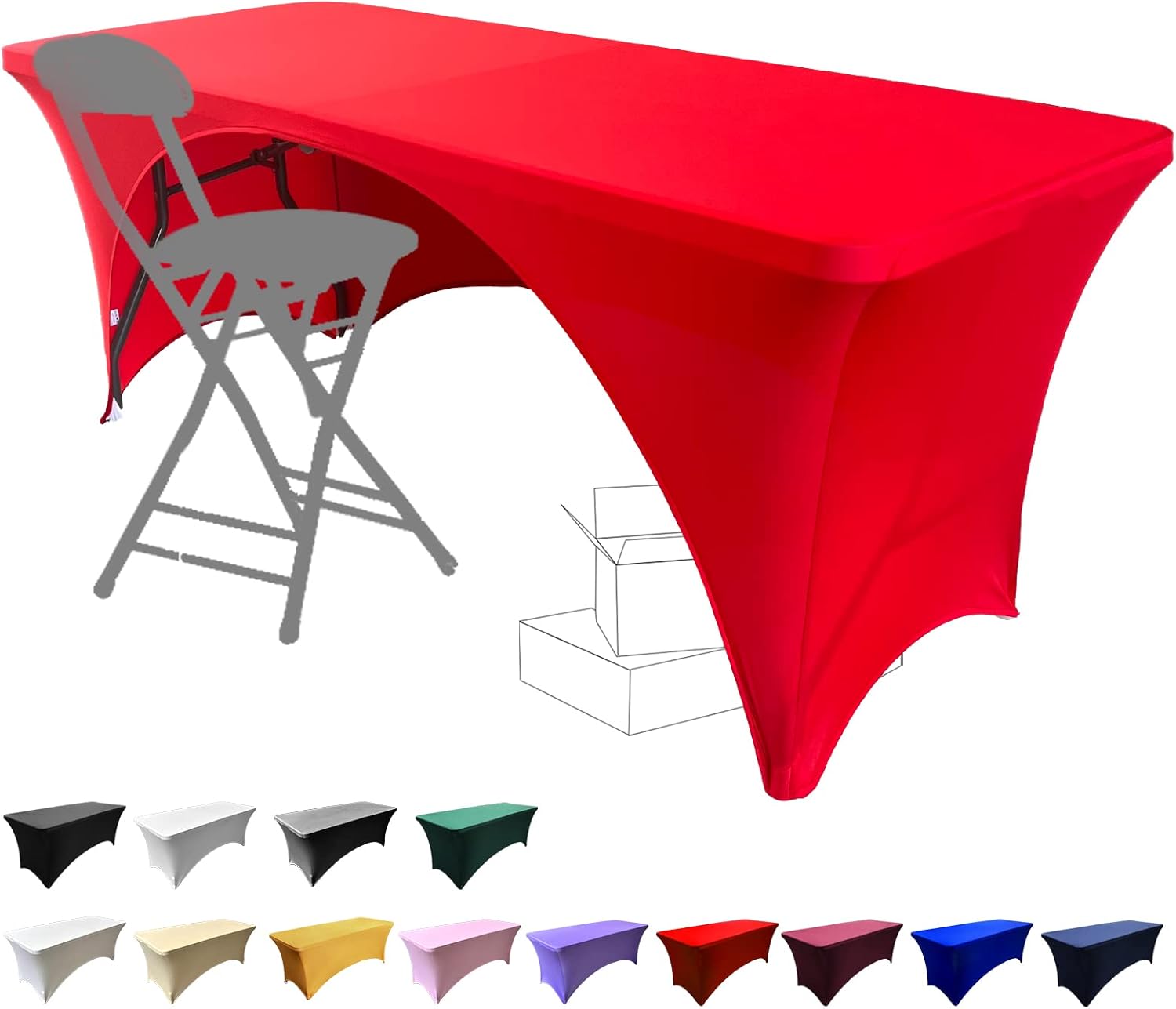 Dololoo Stretchable Tablecloths 6ft for Rectangle Tables with Open Back ...