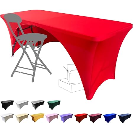 Dololoo Stretchable Tablecloths 6ft for Rectangle Tables with Open Back ...