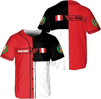 Amazon.com: Personalized Peru Baseball Jersey Soccer Shirt for Men ...