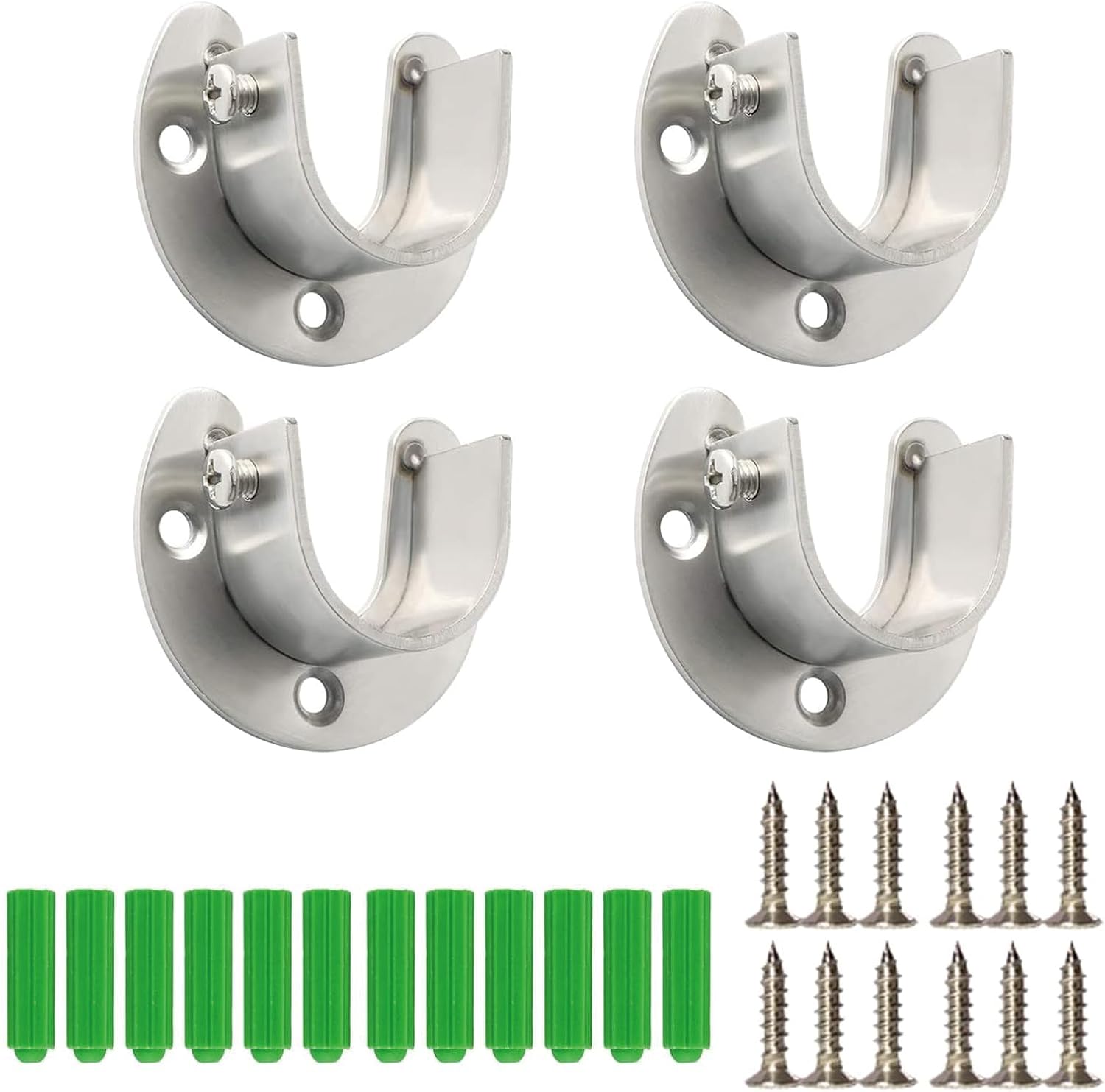 4 Pack Stainless Steel Closet Pole Sockets 25mm Closet Rod End Supports ...