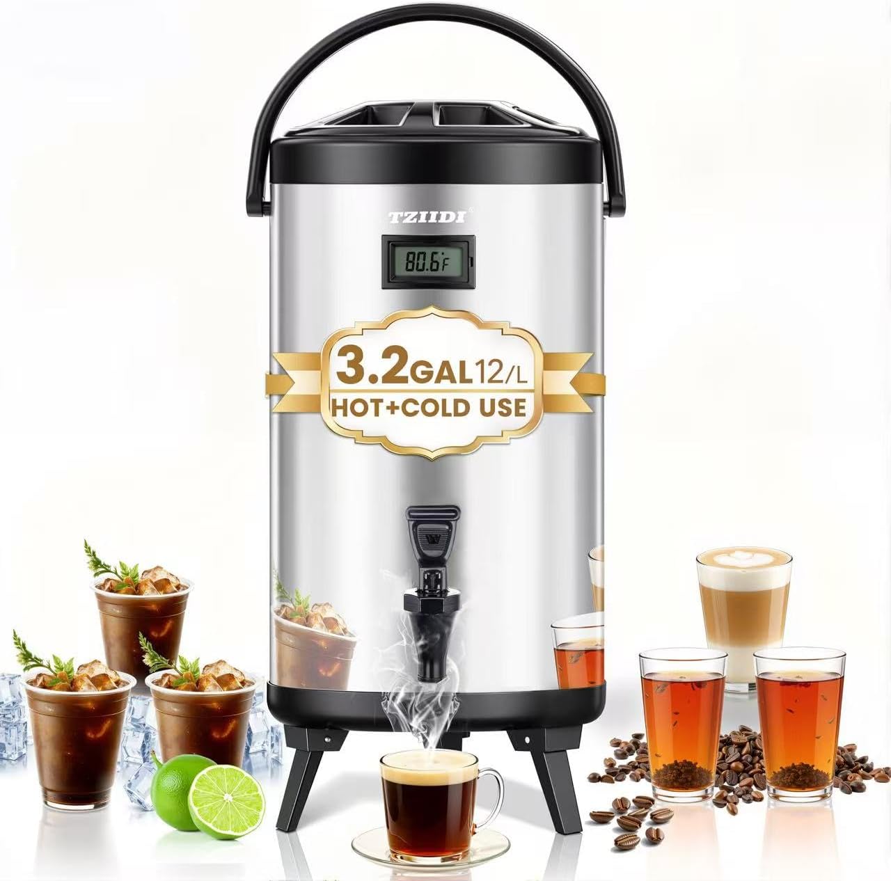 Amazon.com | TZIIDI Insulated Beverage Dispenser.Stainless steel,12L/3 ...