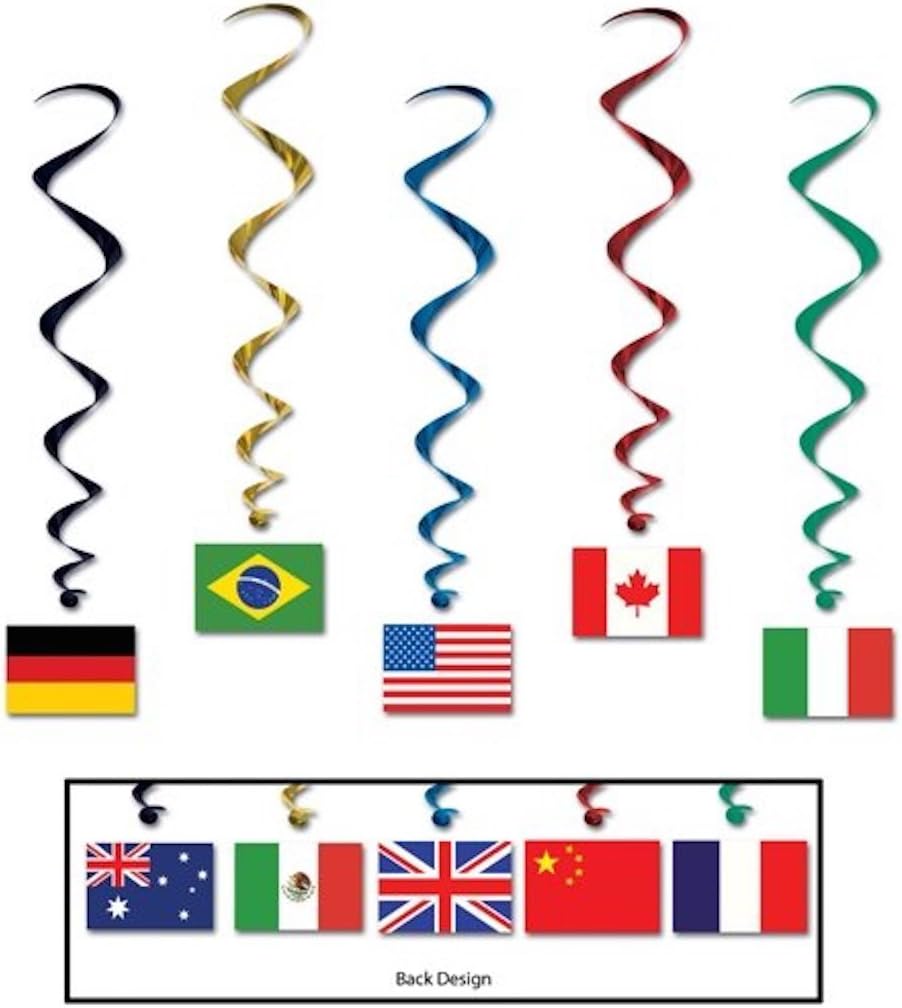 Amazon.com: International Flag Dangling Ceiling Whirl Olympics Party ...