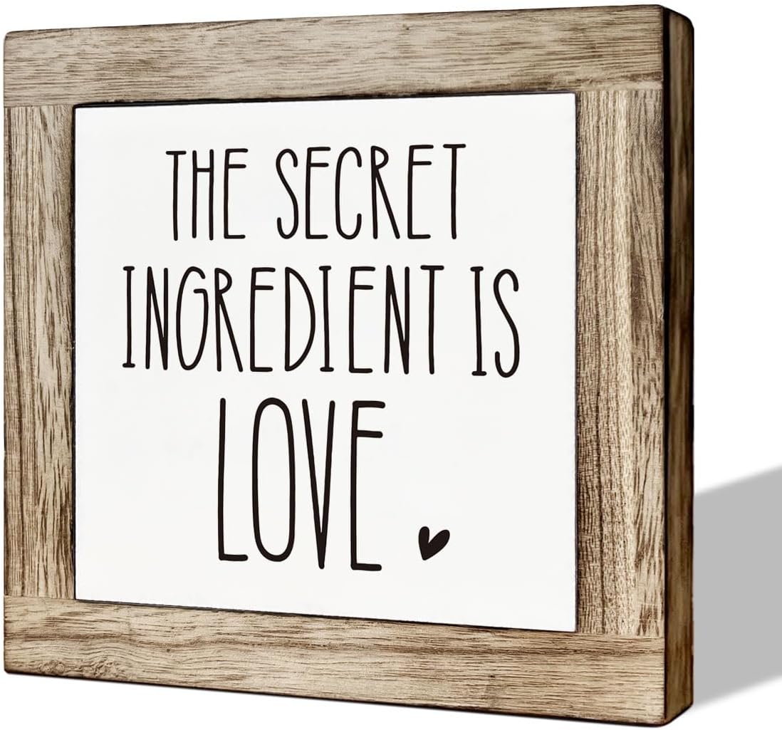 Amazon.com: The Secret Ingredient Wooden Sign - Love Decor for Kitchen ...