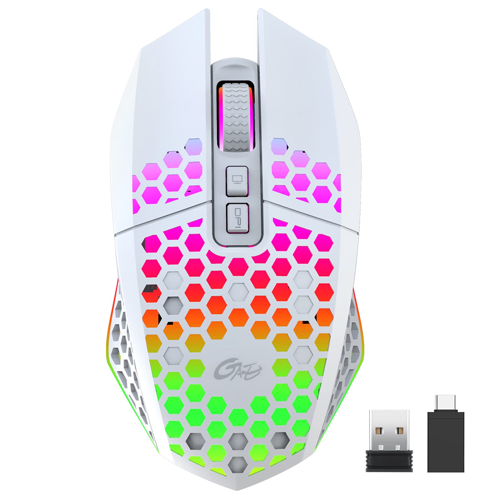 Wireless Gaming Mouse Lightweight Honeycomb Design Rechargeable Silent ...