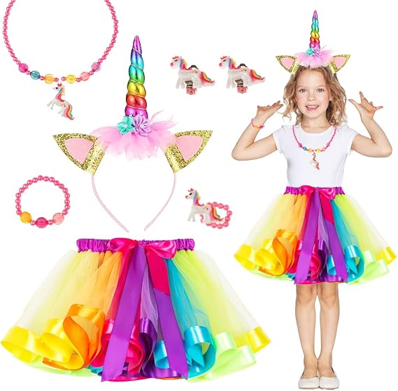 Capaneus Einhorn Kostüm Kinder Set ,1 x Einhorn Tüllrock, 1 x Einhorn ...