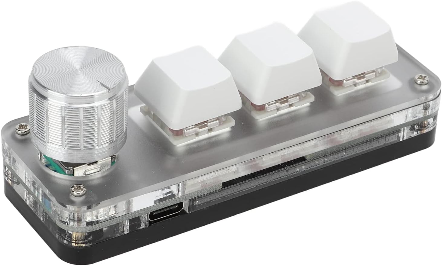 Mini 3 Key Keypad with Knob, One Handed Macro Mechanical Keyboard, 3 ...