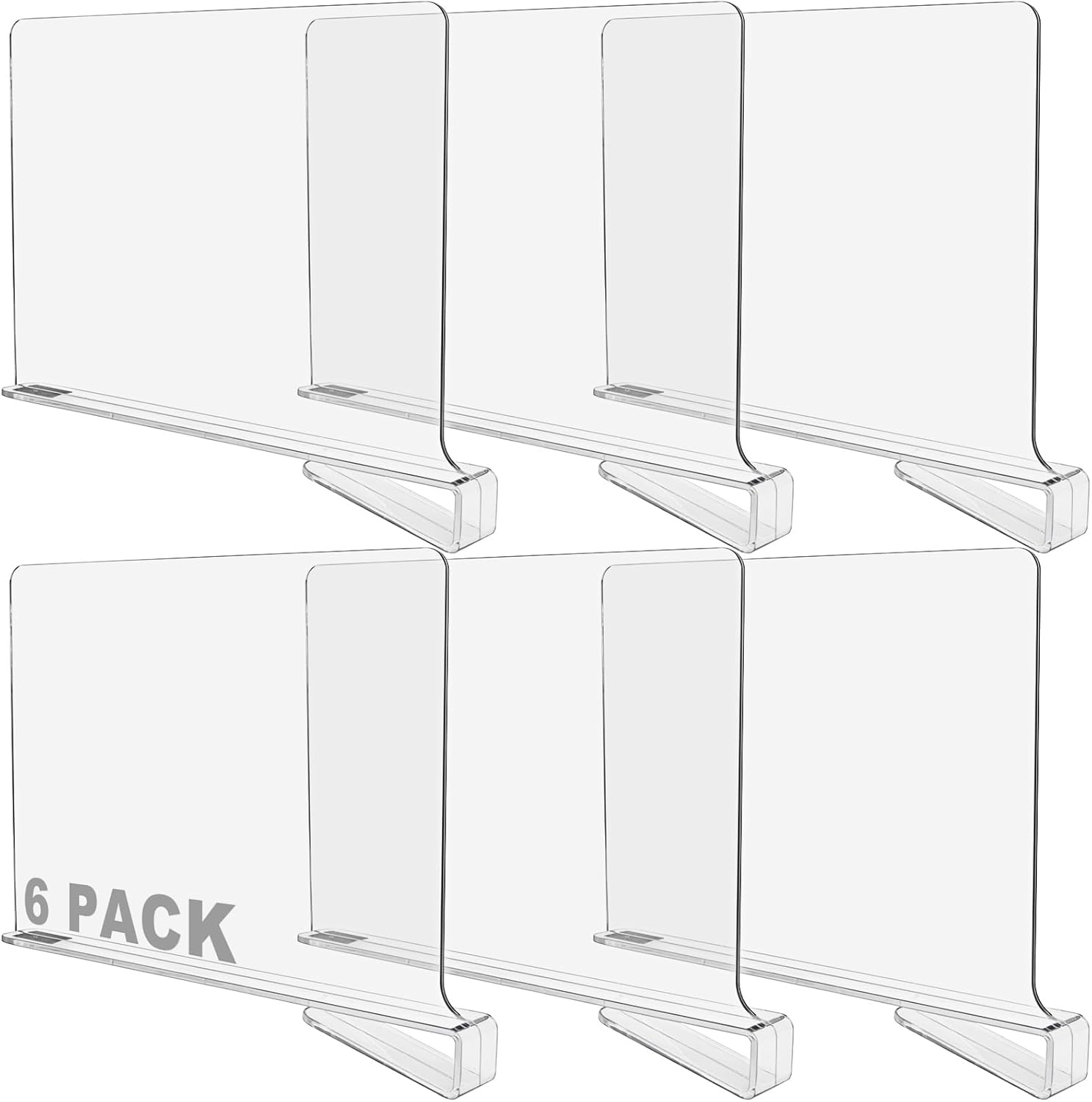 CYEER Shelf Dividers Pack of 6, Clear Acrylic Shelf Dividers for ...