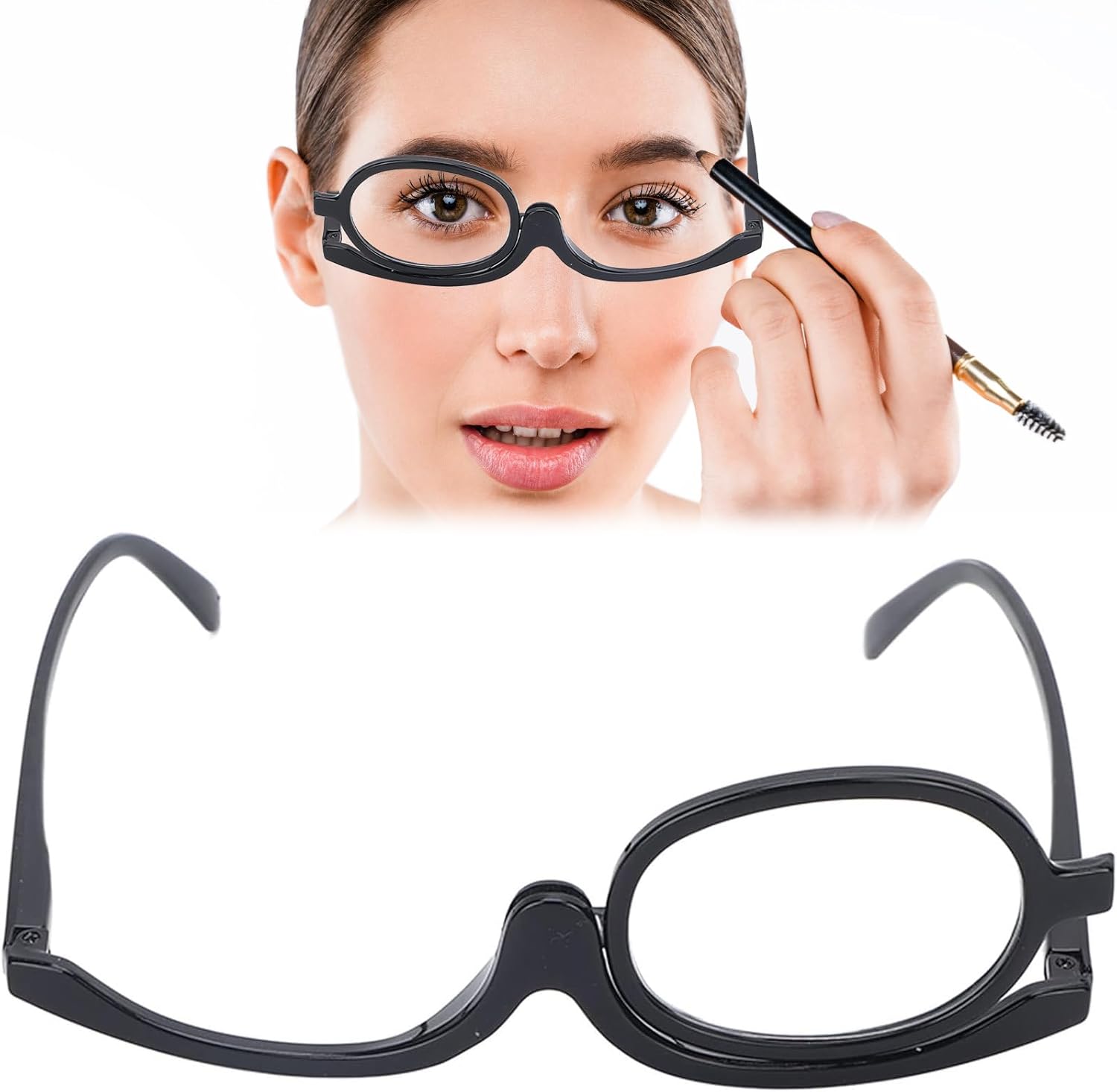 FEXPDL Make Up Glasses, Magnifying Makeup Glasses With Flip-Down Single ...