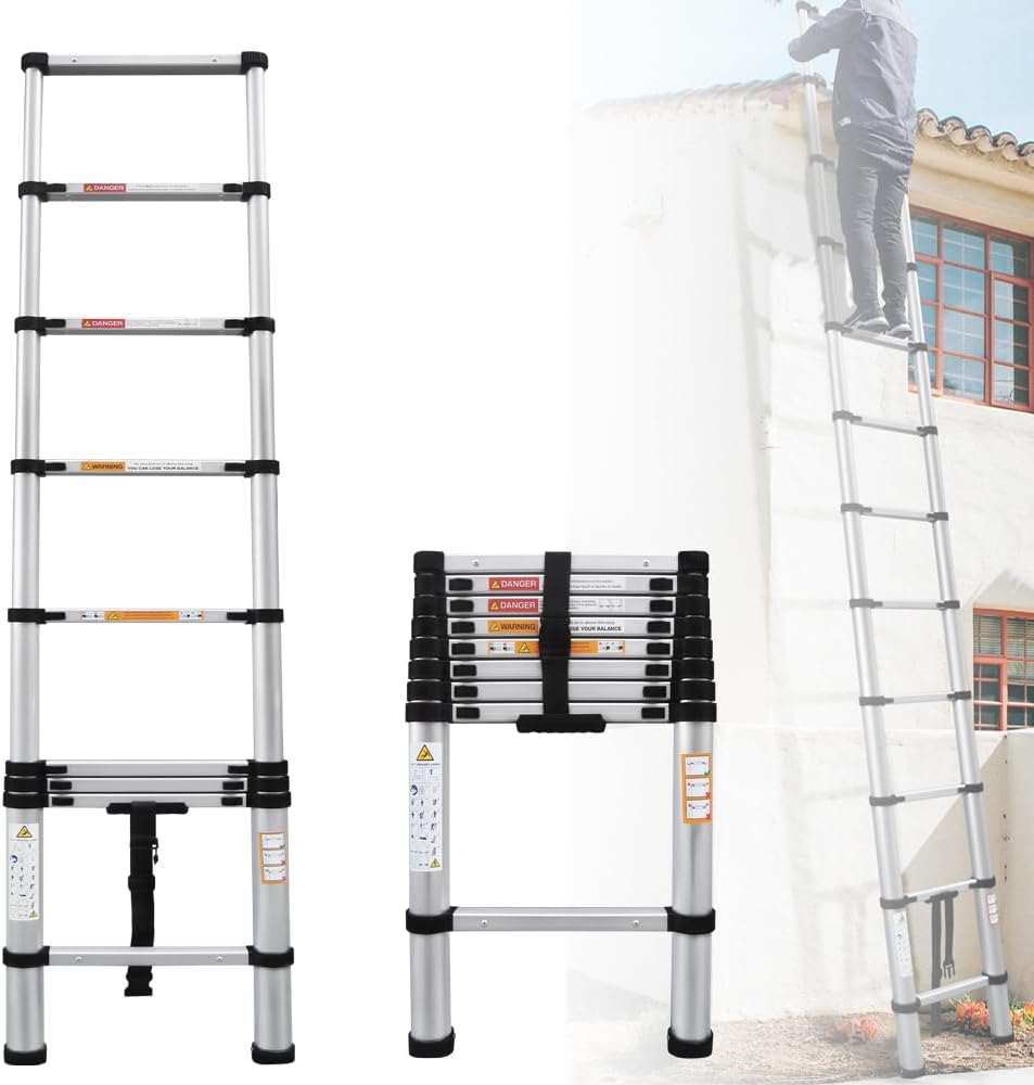 Aluminum Telescoping Ladder 8.5FT Portable Extension Ladder RV ...