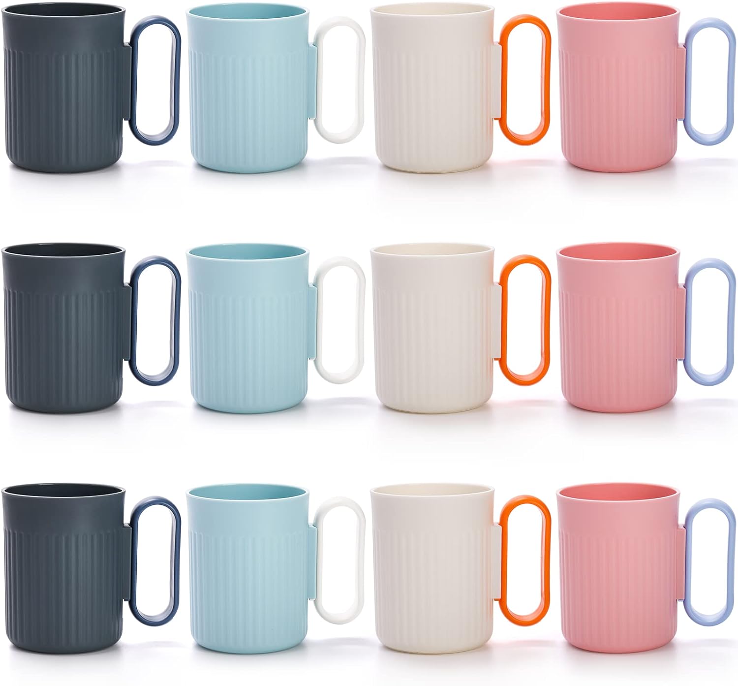 Jucoan 12 Pack Reusable Plastic Coffee Mugs,16 oz Unbreakable Plastic ...