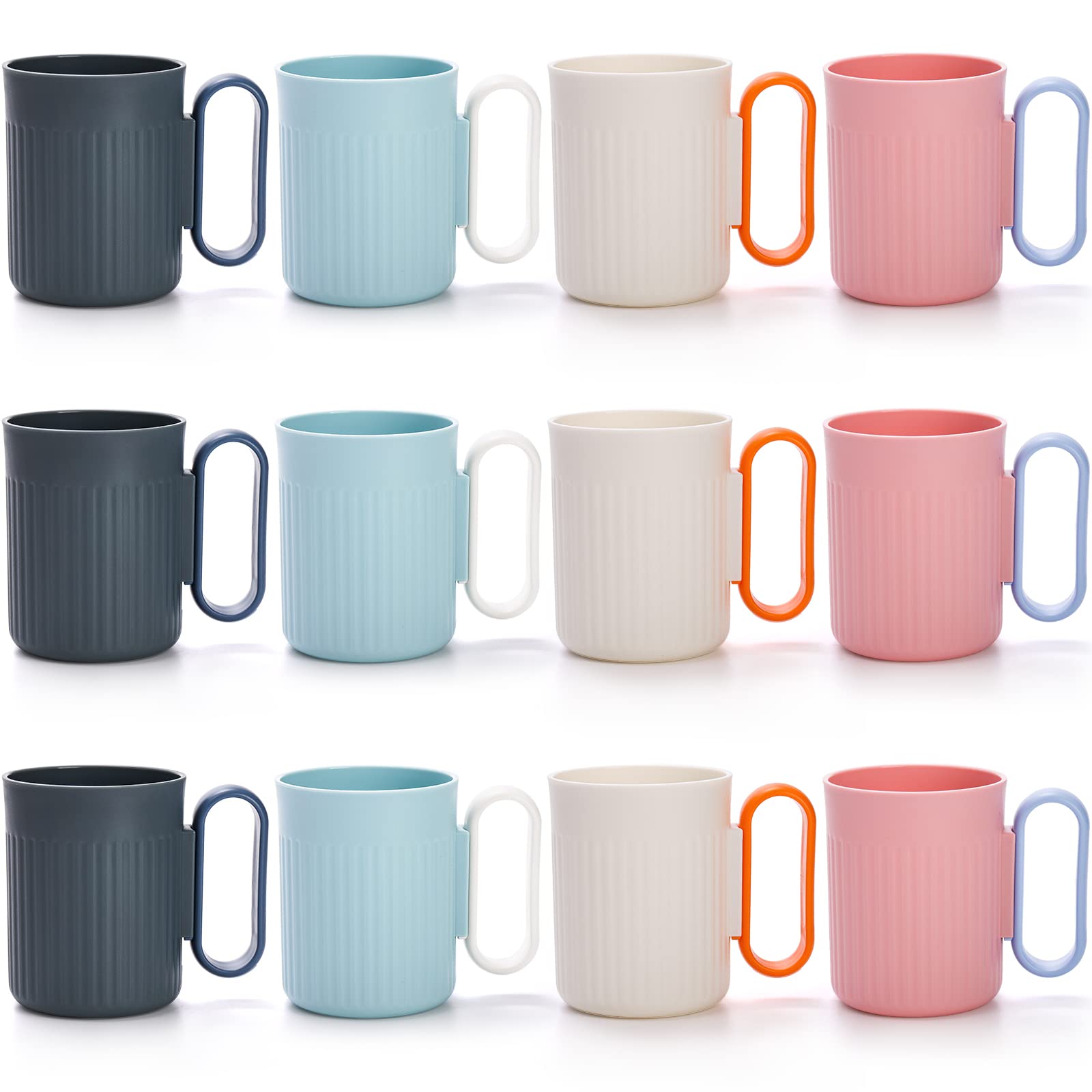 Jucoan 12 Pack Reusable Plastic Coffee Mugs,480 ml Unbreakable Plastic ...