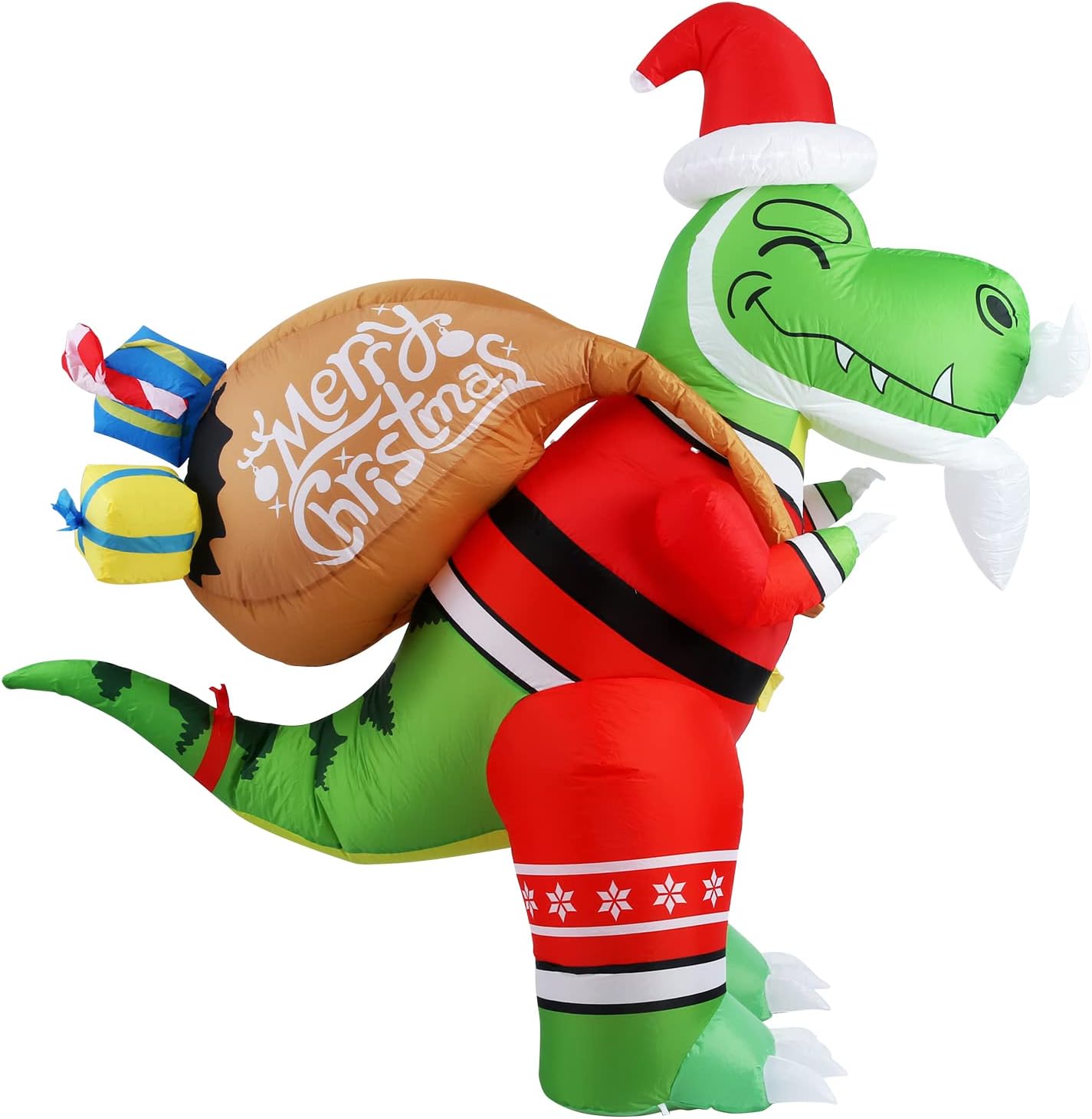 Amazon.com: WBHome 6 Ft Christmas Inflatable Dinosaur with Gifts Bag ...