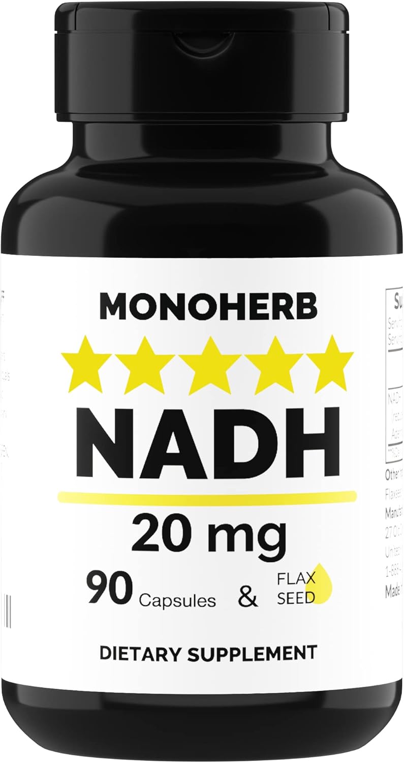 Amazon.com: NADH 20 mg - 90 Vegetarian Capsules - Reduced Nicotinamide ...
