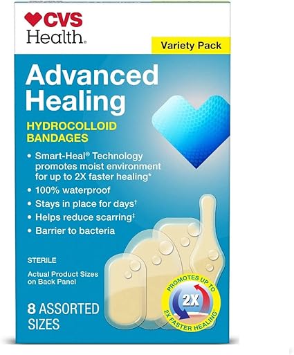 Amazon.com: CVS Health Advanced Healing Hydrocolloid Bandages, Variety ...