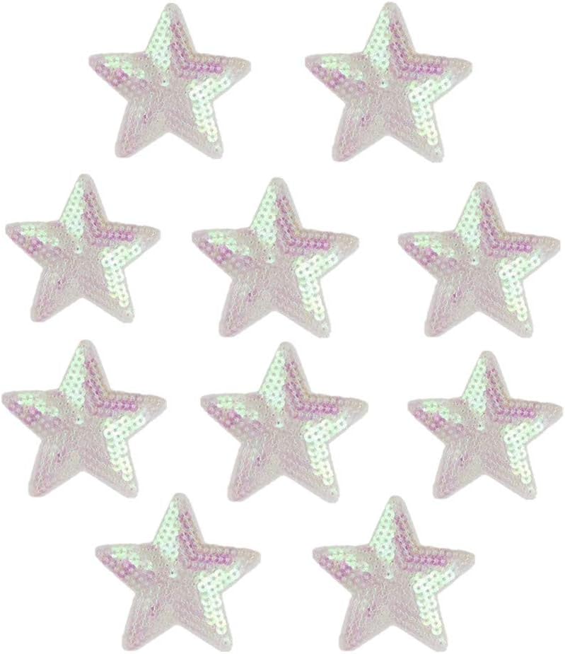 Amazon.com: Ximkee Pack of 10 Shiny 5 Star Sequins Sew Iron on Applique ...