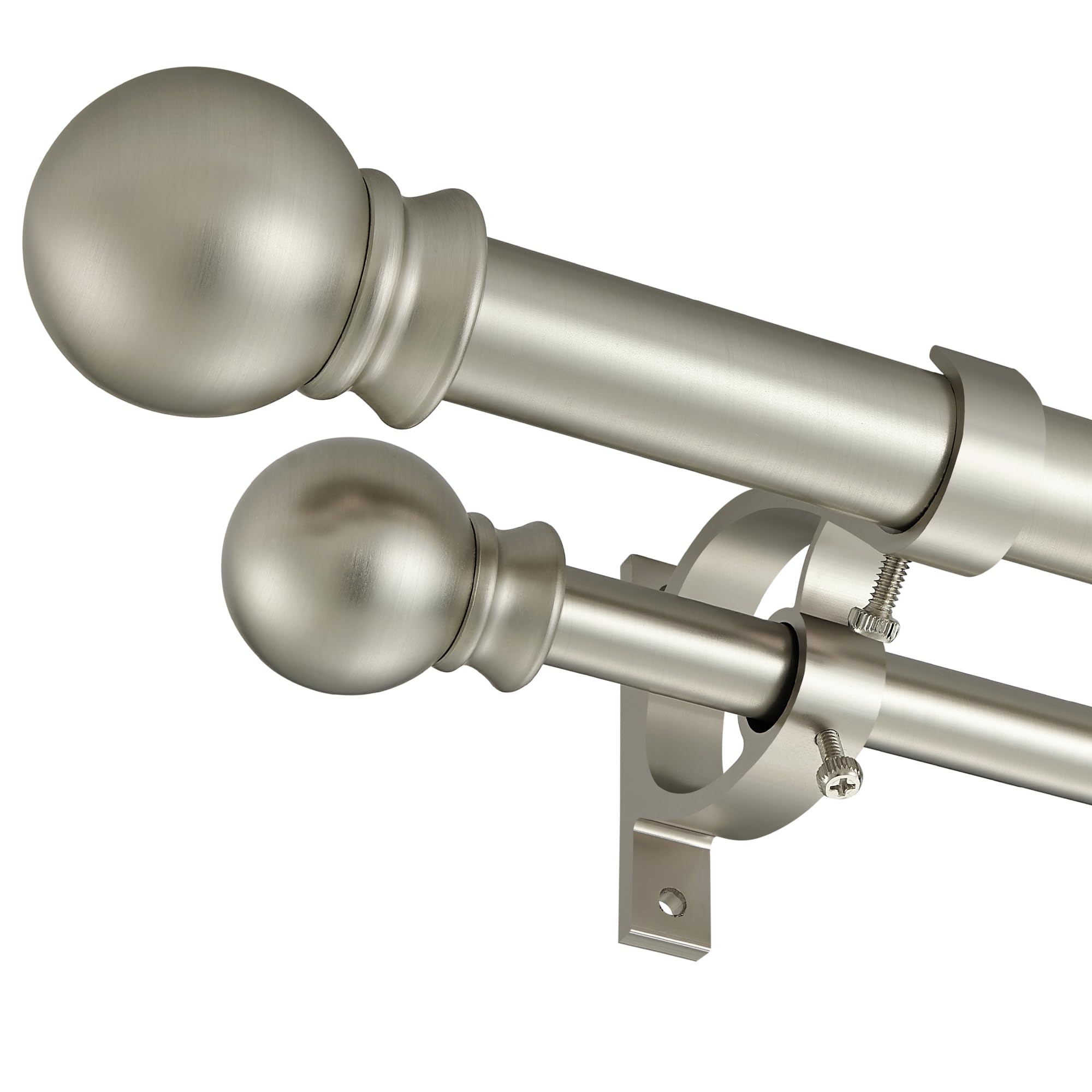 Amazon.com: Mayrhyme Brushed Nickel Double Curtain Rods 36-72 Inch,1 ...