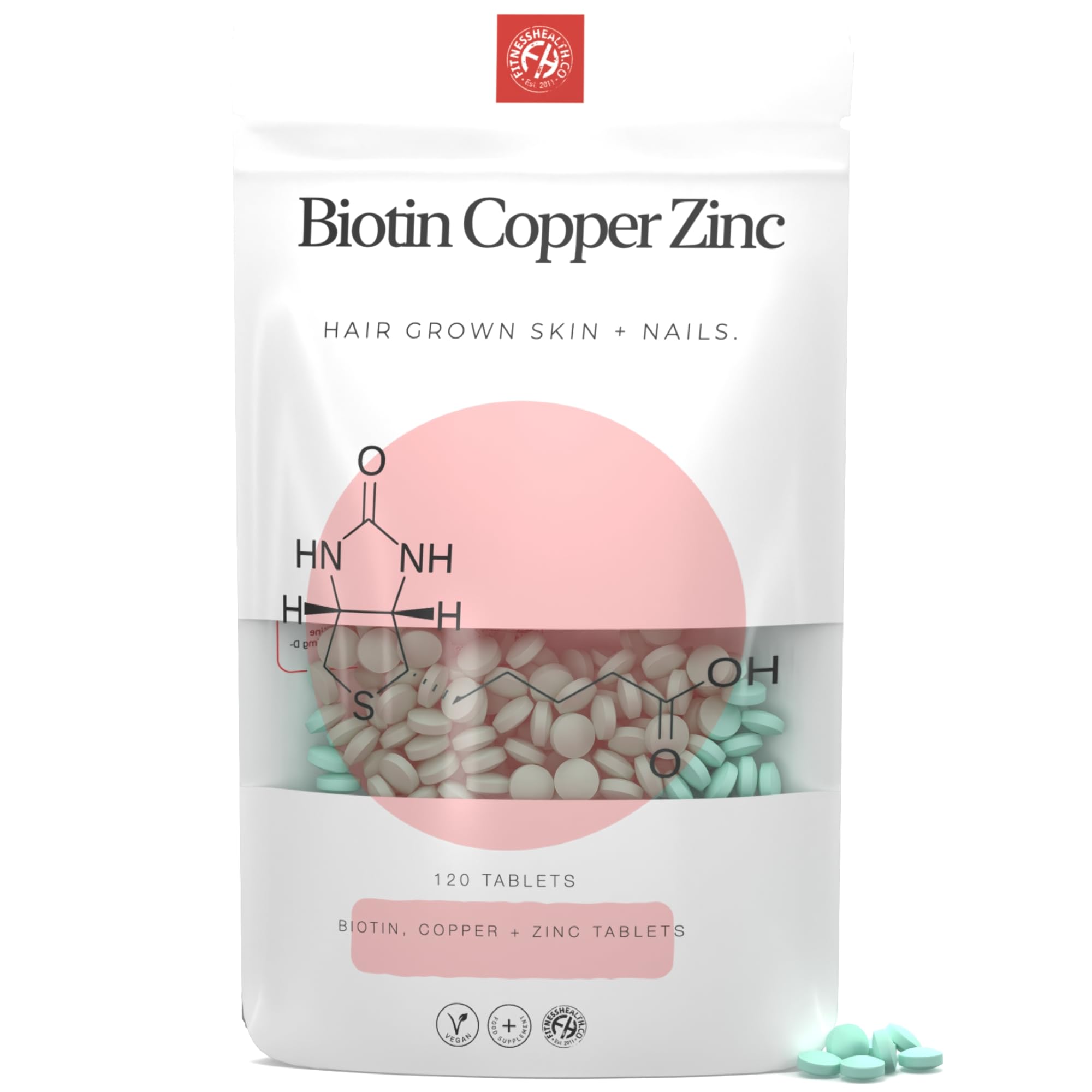 Fitness Health Biotin, Copper & Zinc Tablets - Promotes Healthy Hair ...