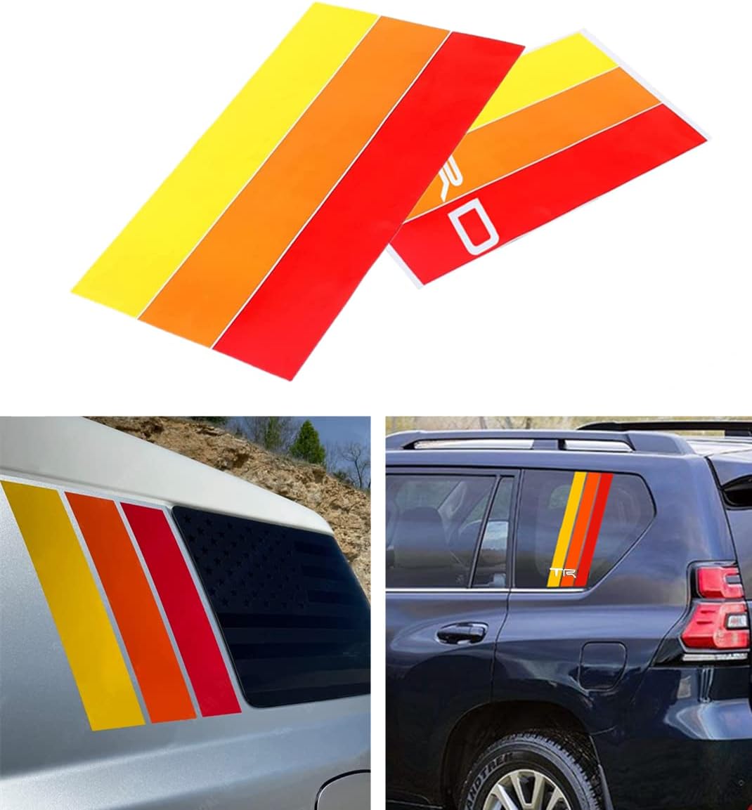 Amazon.com: 2 Pcs Classic Retro Tri-Color Stripe Decal Sticker Grille ...