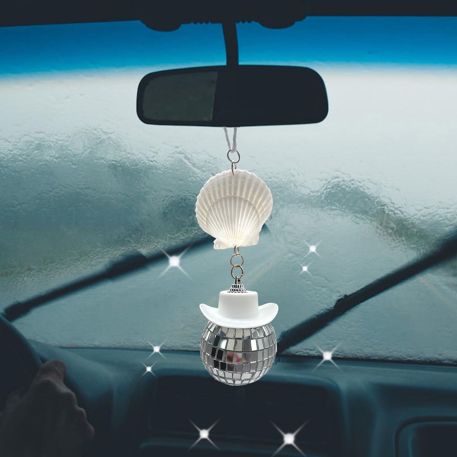 Amazon.com: SPANSEE Beachy Decor Car, Disco Ball Car Mirror Ornament ...