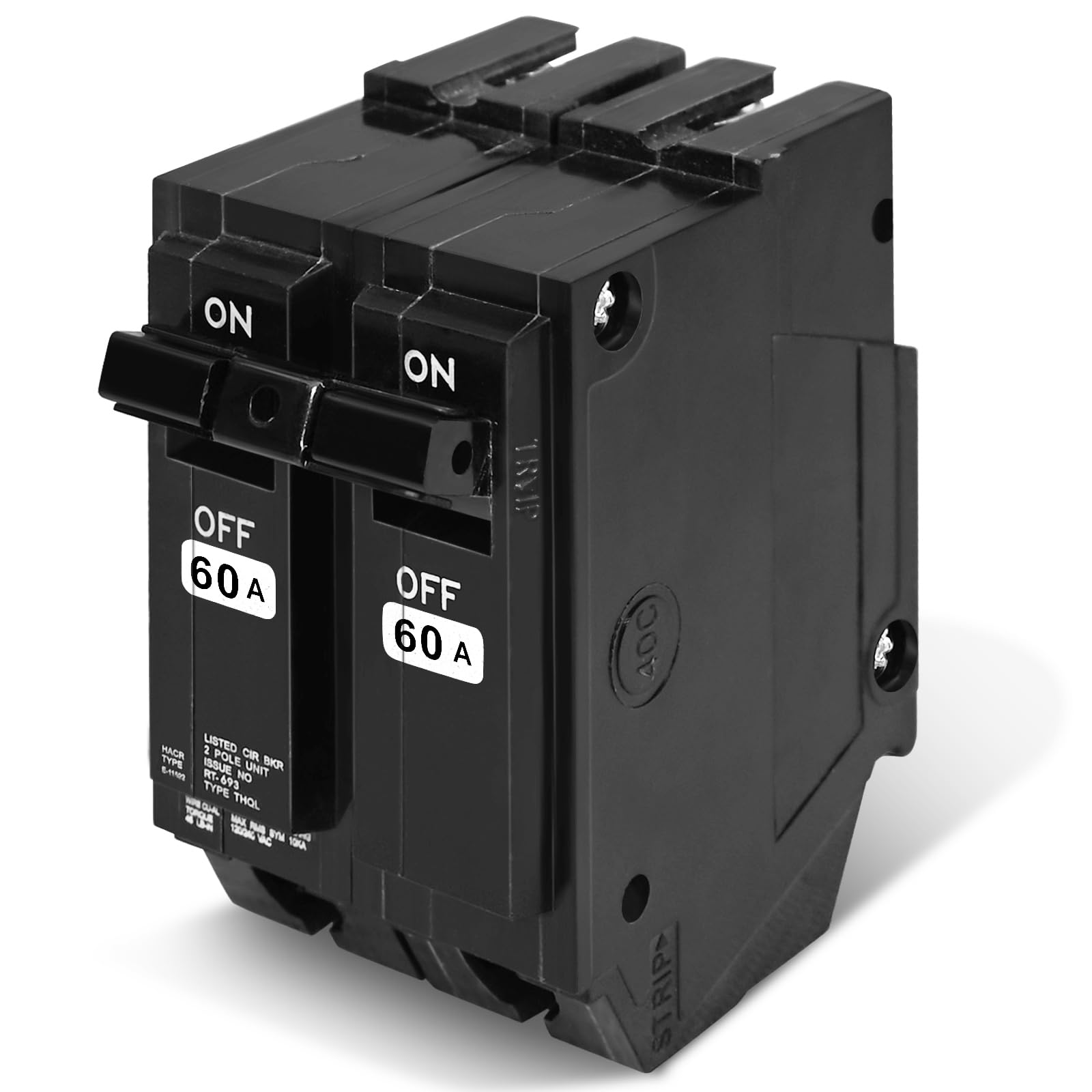 THQL2160 Circuit Breaker, 2Pole,120/240V 60 Amp 10kAIC,Plug-in Mounting ...