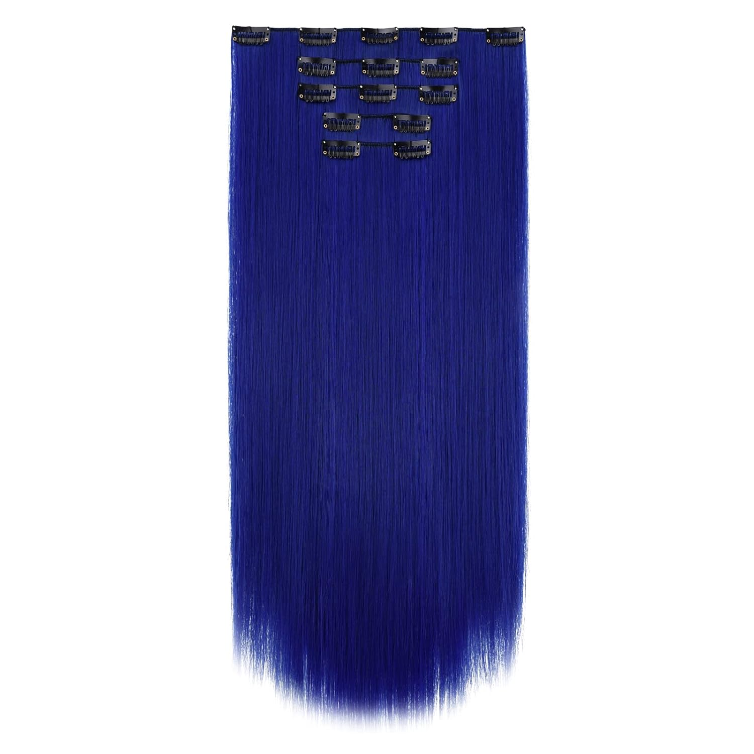 Amazon.com : HSPJHTM Dark Blue Hair Extensions Straight Clip in Hair ...