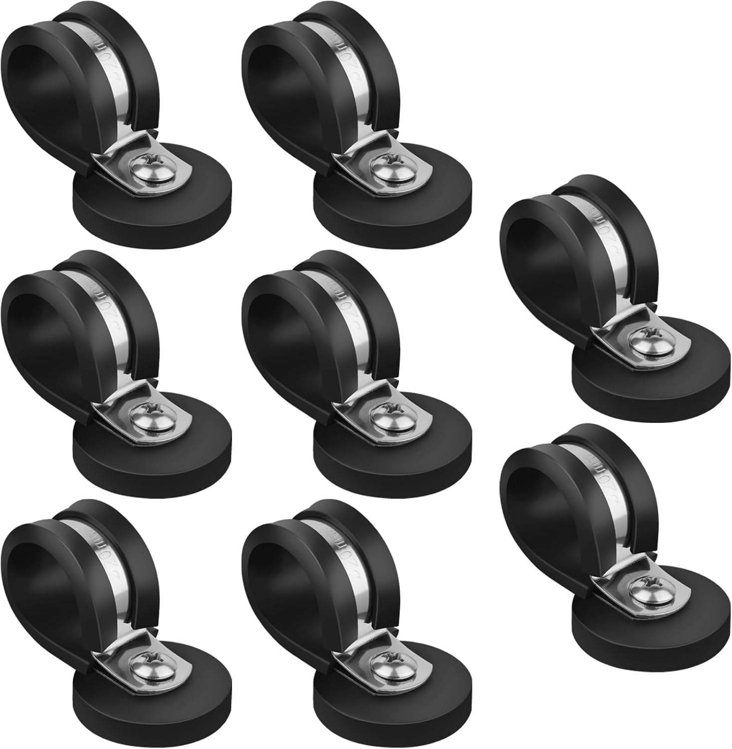 3/4 Inch Stainless Steel Cable Clamps, 8 Pack Heavy Duty Magnetic Pipe Clips, Rubber Cushioned ...