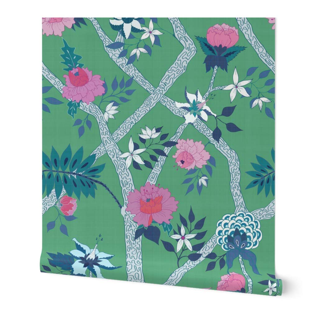 Jade Green And Pink Wallpaper Pink And Green Nursery — Sheer