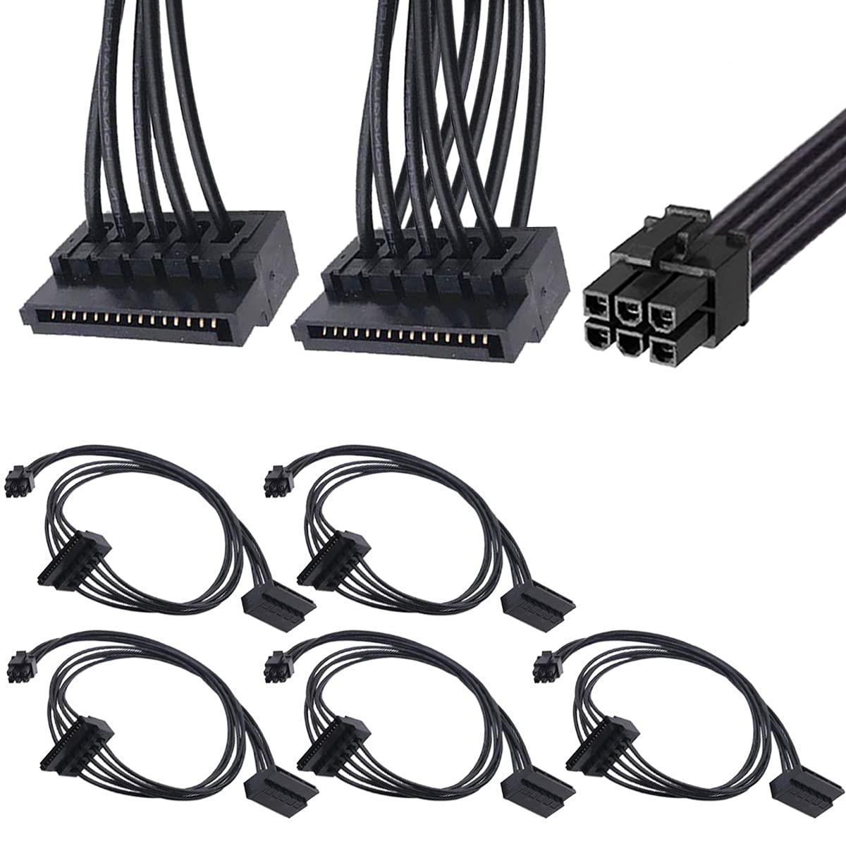 Buy XiatiaosannMini 6 Pin to 2 SATA Motoard ATX 6 Pin to 15 Pin Dual ...