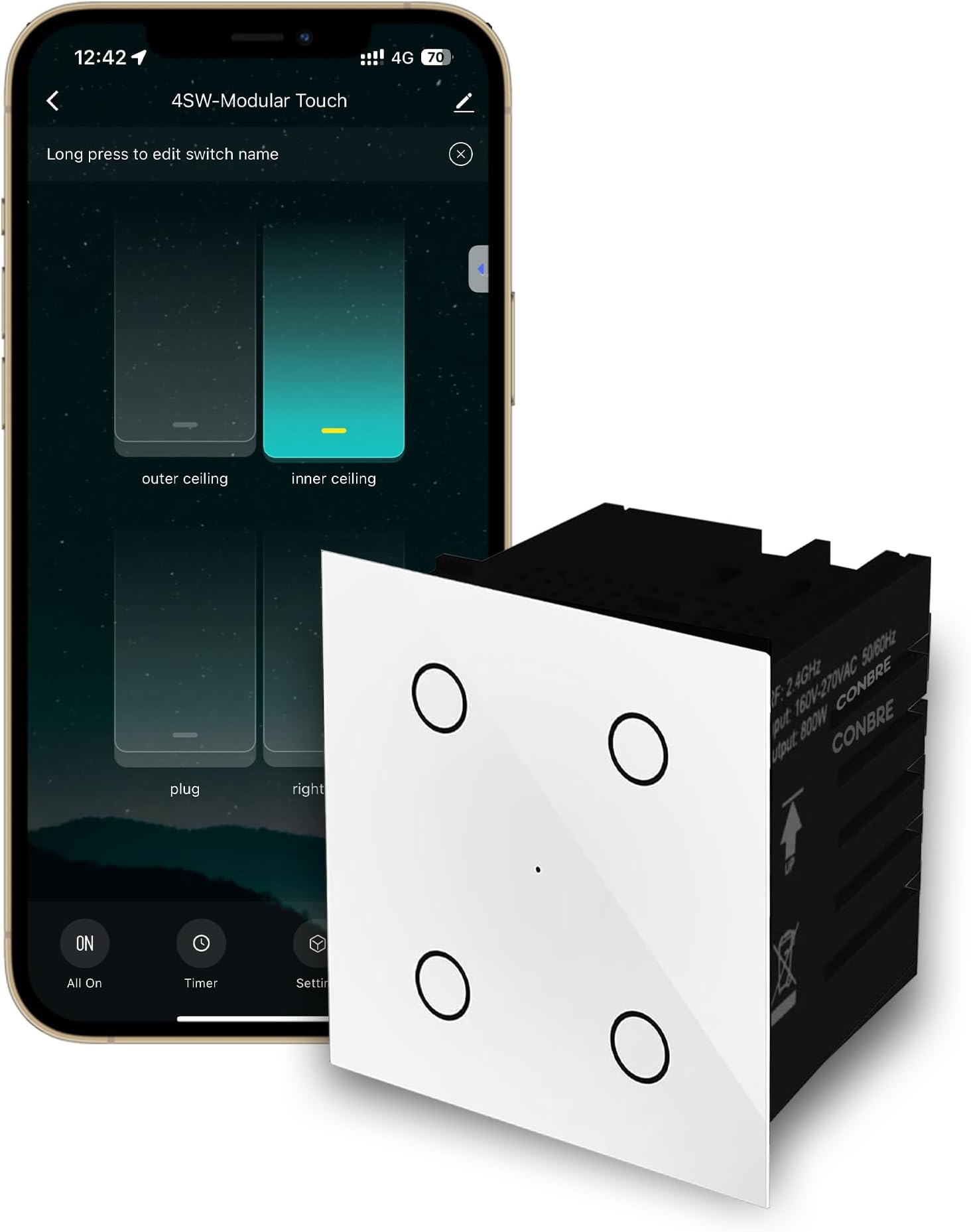 L&G 6 Modular Smart Switch Board | 2 Smart Switch Control, 2 Socket ...