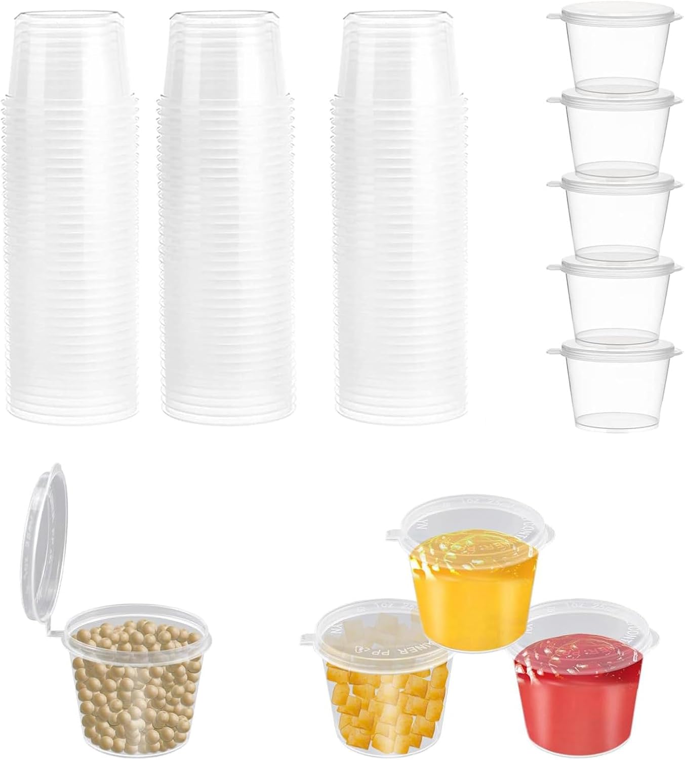 SKJAXF 100Pcs Small Plastic Containers with Lids, 25ml Jelly Pots ...