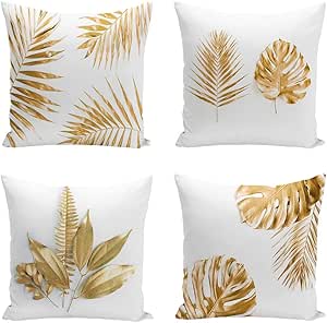Amazon.com: Miss Moose Golden Leaf Home - Fundas de almohada de 17 x 17 pulgadas - Fundas de ...