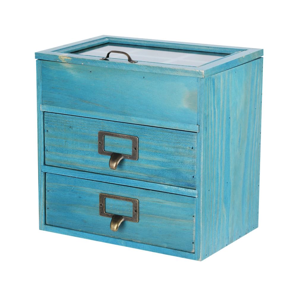 Amazon.com: PACKGILO Wooden Storage Box Wooden Desk Organizer with 2 ...