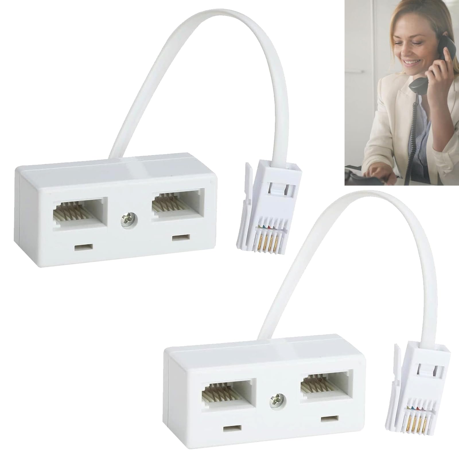 2pcs Telephone Splitter,2 Way Double Phone Socket Adaptor,Double Phone ...