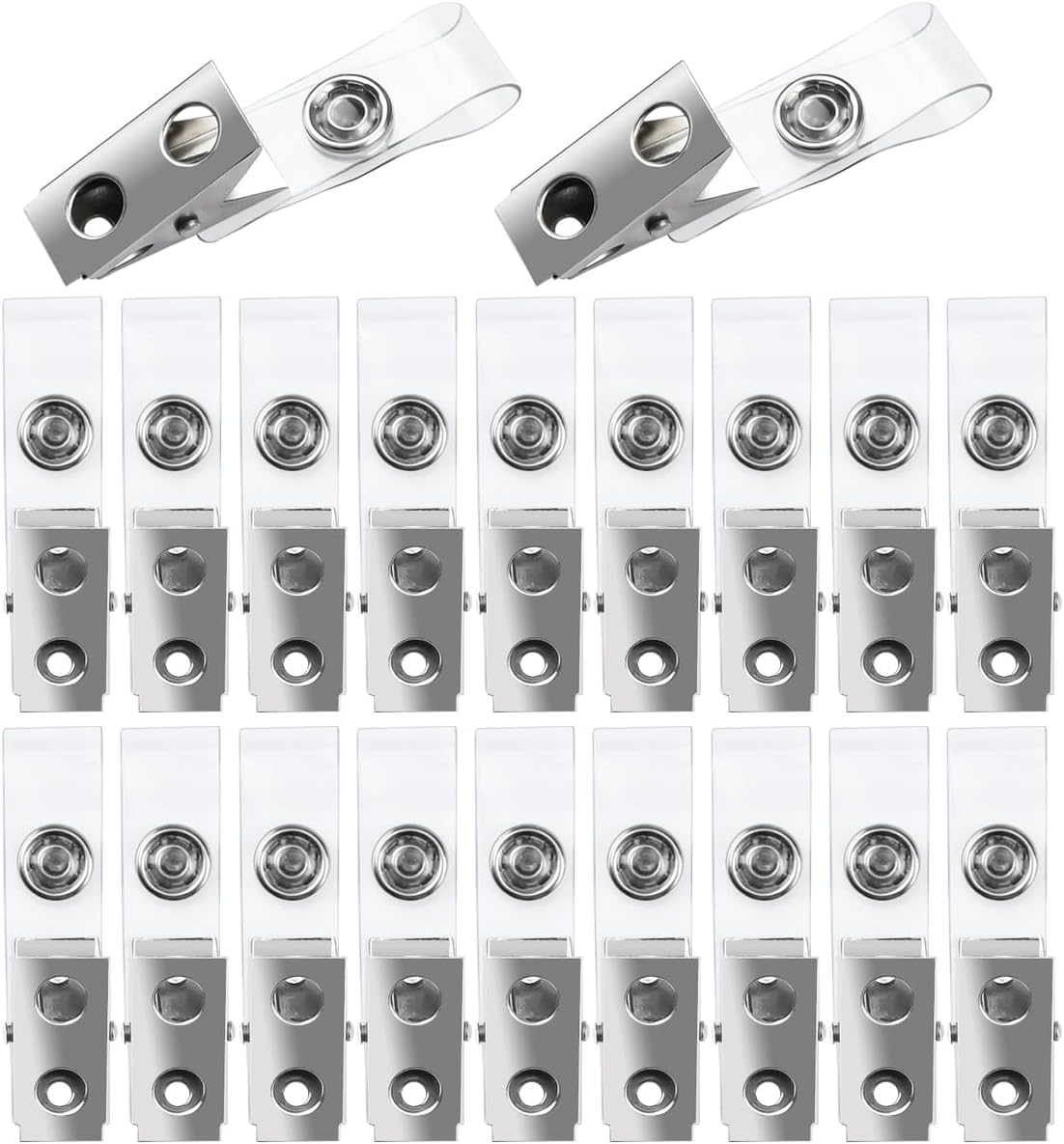 Amazon.com: 30 Pcs Metal Badge Clips with Clear PVC Straps ID Strap ...