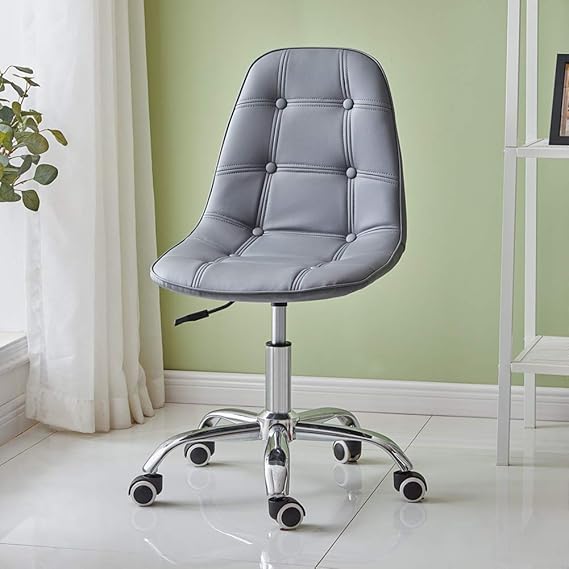 OFCASA Desk Chair Grey Faux Leather Office Chair Soft Padded Computer ...