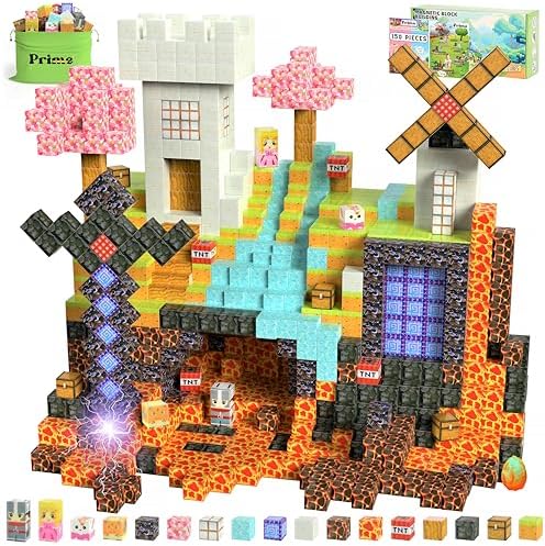 Magnetic Blocks 150PCS, Magnetic Tiles Building Blocks, Mine Magnet ...