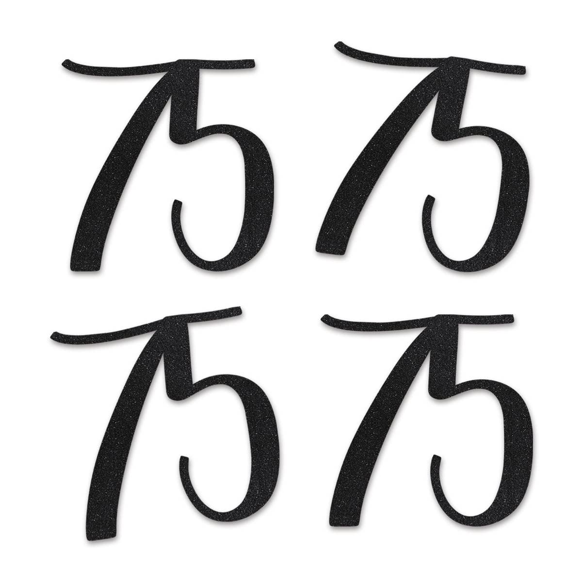 Amazon.com: Black Glitter 75 Cut-Out Numbers, 75th Birthday Party ...