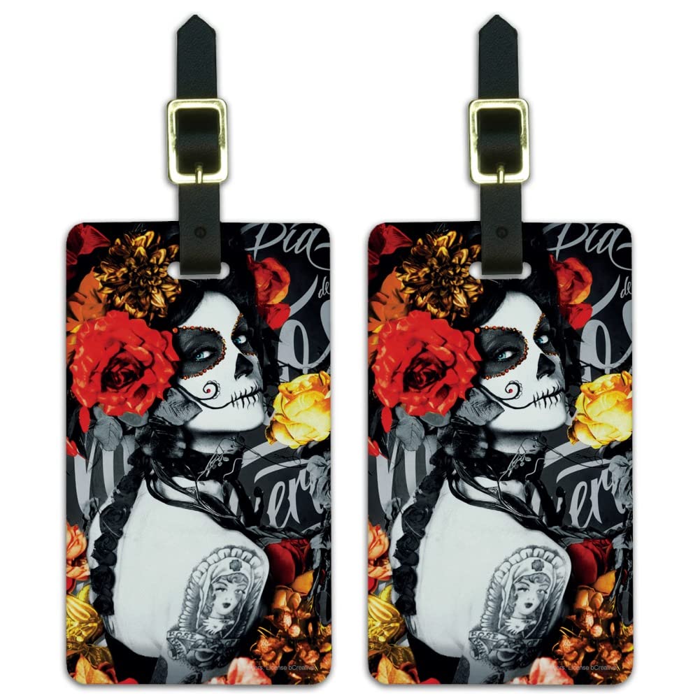 Amazon.com: Dia de los Muertos Day of Dead Woman Luggage ID Tags Cards ...