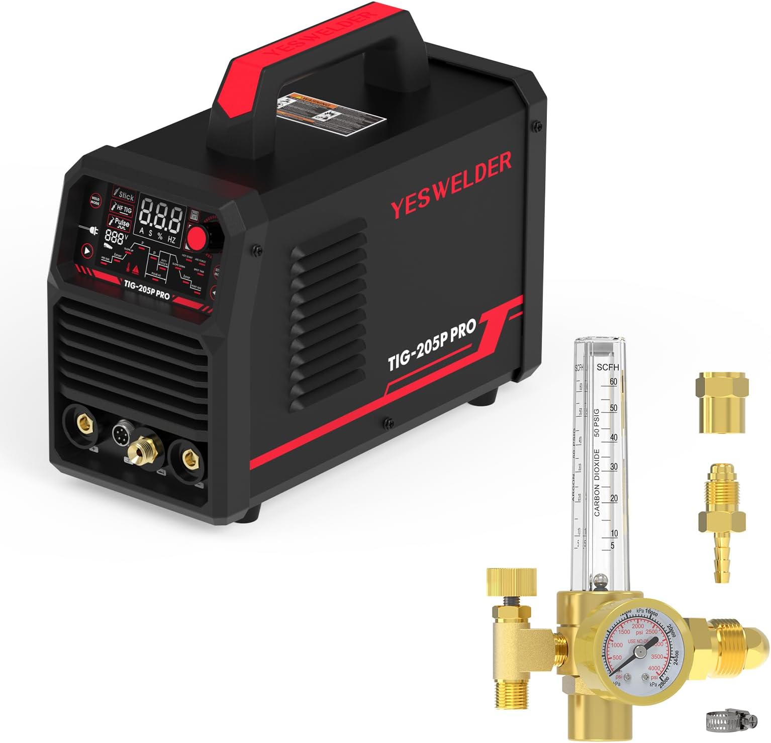 YESWELDER TIG Welder With Pulse 205Amp Large LED Display, STICK/DC TIG ...