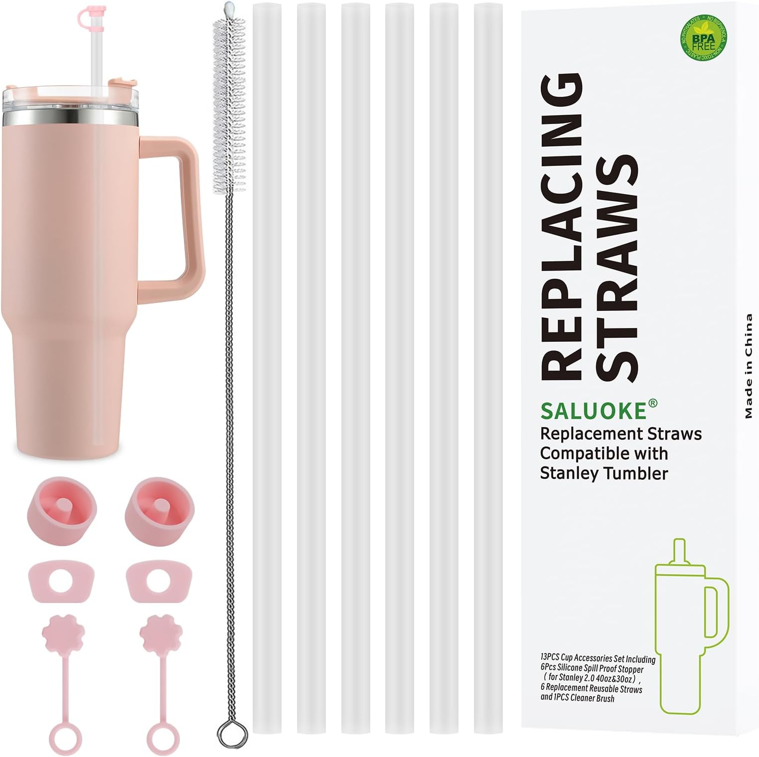 Amazon.com: Replacement Straw with Cover Spill Stopper Set for Stanley ...