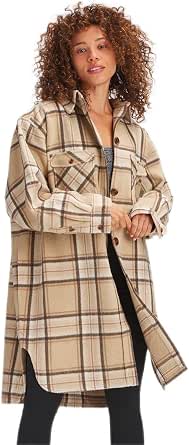 Amazon.com: Basin + Range Essential Shirt Jacket - Women's, Camel Plaid ...