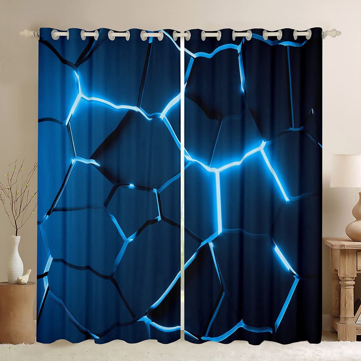 Honeycomb Window Dreapes Black Hexagonal Pattern Curtain Beehive ...