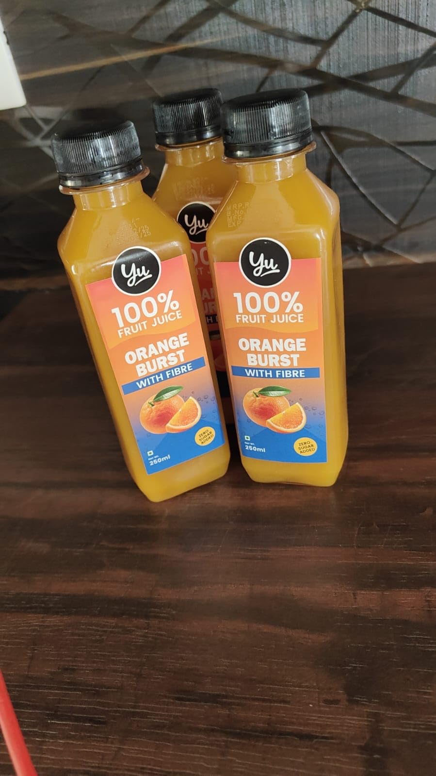 Yu Foodlabs Orange Burst - With Fibre - Pack of 3-100% Fruit Juice - No ...