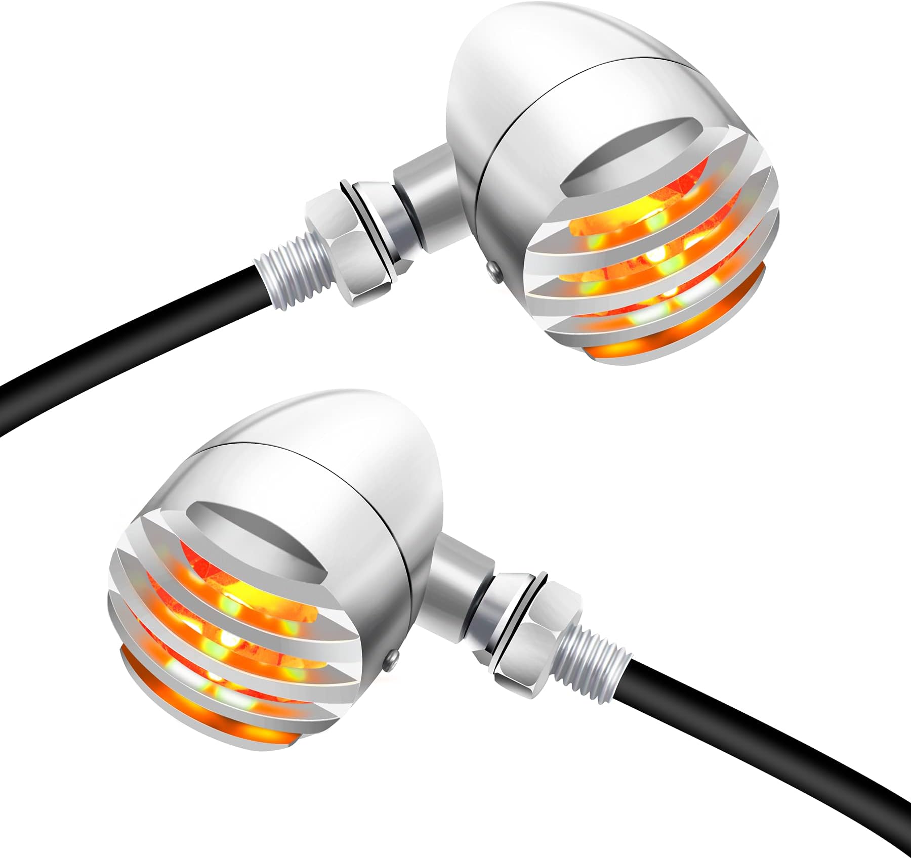 Amazon.com: Motorcycle Turn Signals 4pcs Chrome Bullet Front Rear ...